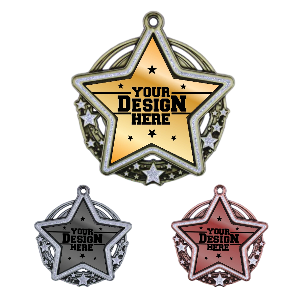 3-1/2" Star Dazzle Series Insert Medal | A-1 Awards, Inc.